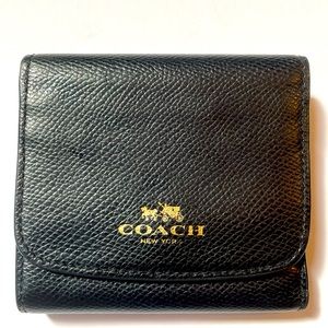 Coach Black Wallet With Gold Emblem - Gem